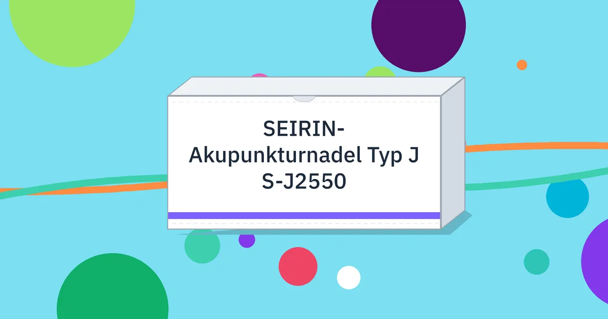 Symbolbild: Packung mit der Aufschrift SEIRIN-Akupunkturnadel Typ J S-J2550 (PZN 04965906) – Verfügbarkeit und Bezug in Apotheken in Frankfurt am Main