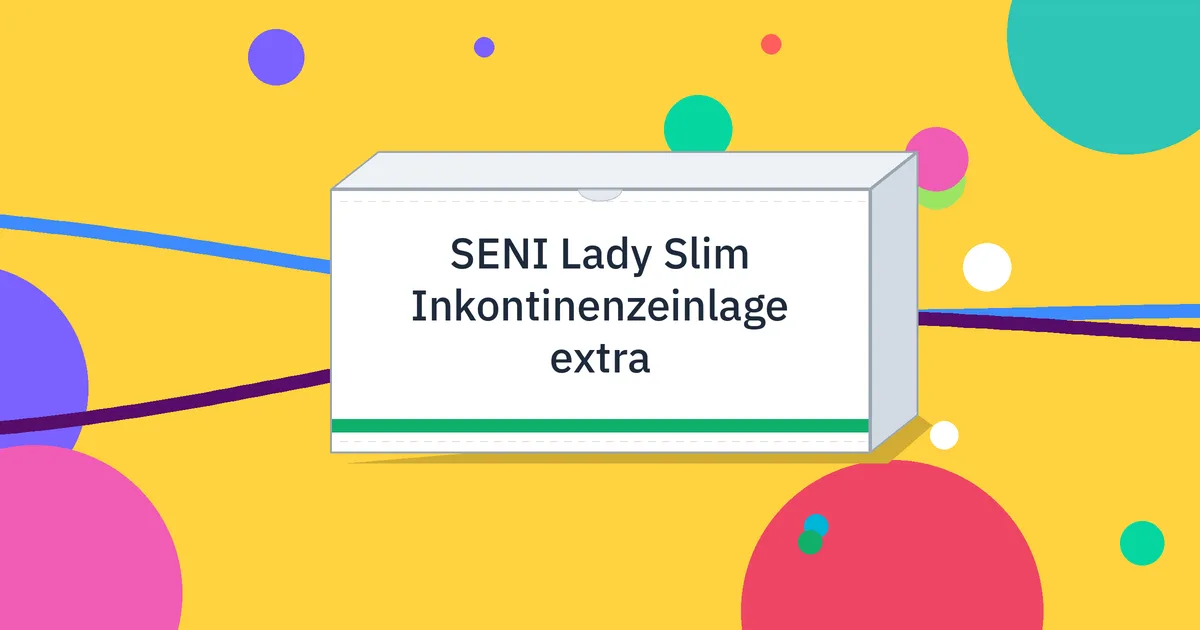 Symbolbild: Packung mit der Aufschrift SENI Lady Slim Inkontinenzeinlage extra (PZN 16916899) – Verfügbarkeit und Bezug in Apotheken in Frankfurt am Main