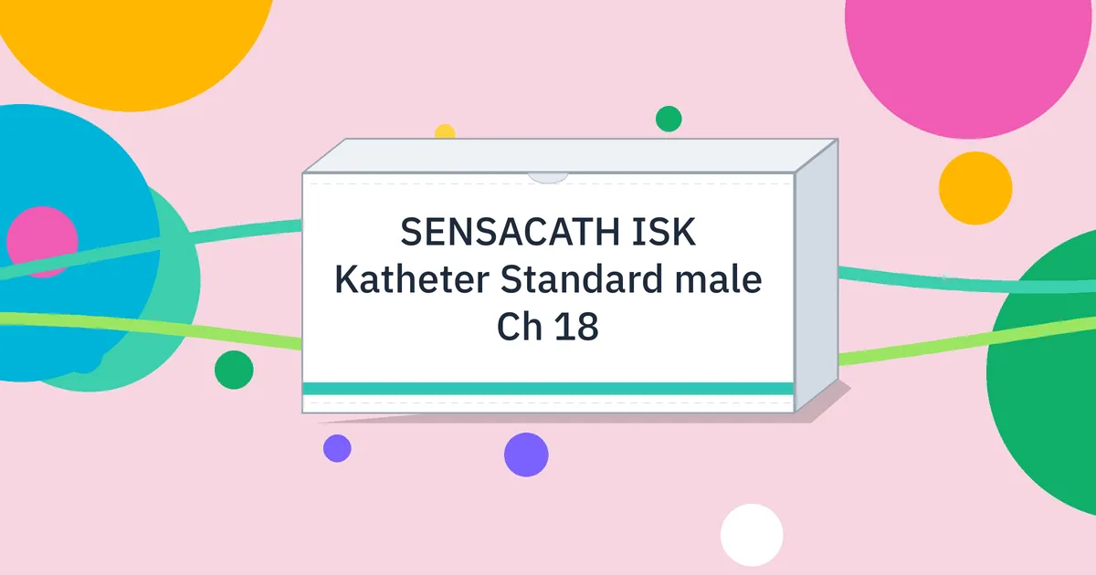 Symbolbild: Packung mit der Aufschrift SENSACATH ISK Katheter Standard male Ch 18 (PZN 19856169) – Verfügbarkeit und Bezug in Apotheken in Frankfurt am Main