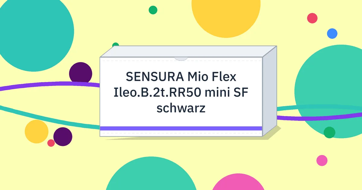 Symbolbild: Packung mit der Aufschrift SENSURA Mio Flex Ileo.B.2t.RR50 mini SF schwarz (PZN 19974727) – Verfügbarkeit und Bezug in Apotheken in Frankfurt am Main