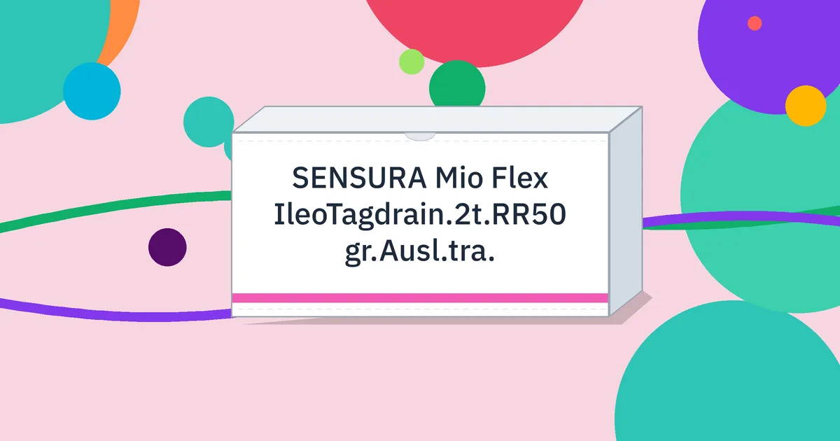 Symbolbild: Packung mit der Aufschrift SENSURA Mio Flex IleoTagdrain.2t.RR50 gr.Ausl.tra. (PZN 12615178) – Verfügbarkeit und Bezug in Apotheken in Frankfurt am Main