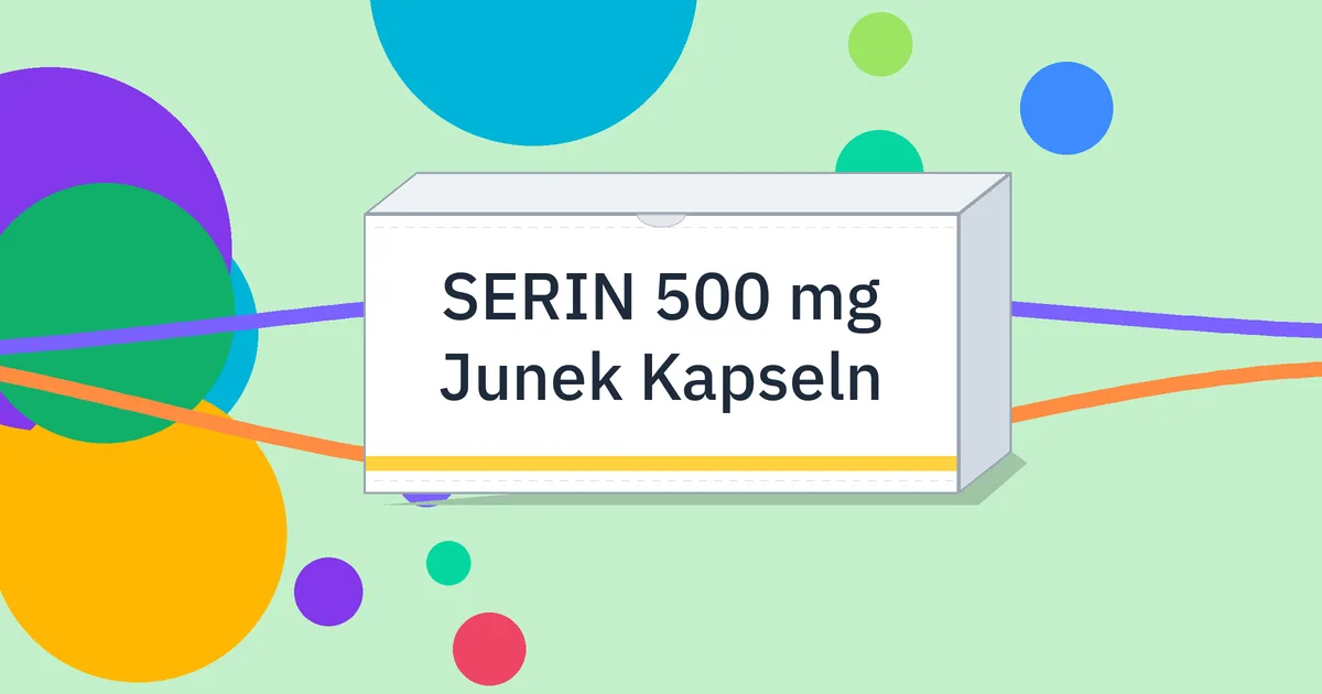 Symbolbild: Packung mit der Aufschrift SERIN 500 mg Junek Kapseln (PZN 00131860) – Verfügbarkeit und Bezug in Apotheken in Frankfurt am Main