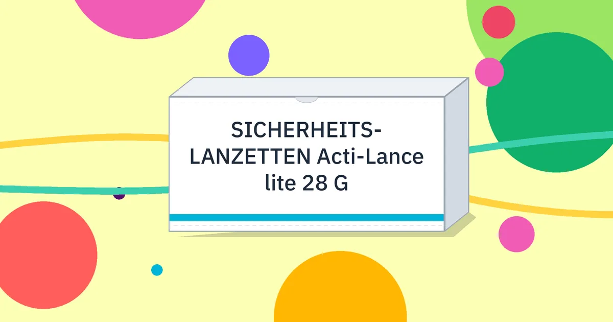 Symbolbild: Packung mit der Aufschrift SICHERHEITS-LANZETTEN Acti-Lance lite 28 G (PZN 20611444) – Verfügbarkeit und Bezug in Apotheken in Frankfurt am Main