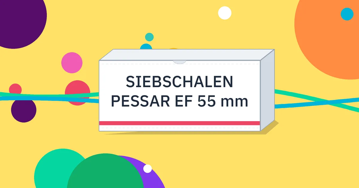 Symbolbild: Packung mit der Aufschrift SIEBSCHALEN PESSAR EF 55 mm (PZN 07324119) – Verfügbarkeit und Bezug in Apotheken in Frankfurt am Main