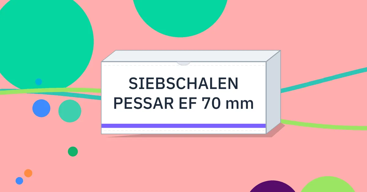 Symbolbild: Packung mit der Aufschrift SIEBSCHALEN PESSAR EF 70 mm (PZN 07324148) – Verfügbarkeit und Bezug in Apotheken in Frankfurt am Main