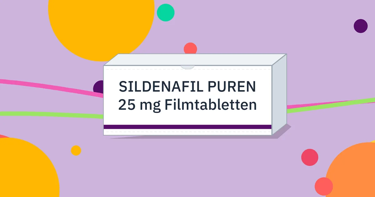 Symbolbild: Packung mit der Aufschrift SILDENAFIL PUREN 25 mg Filmtabletten (PZN 13353243) – Verfügbarkeit und Bezug in Apotheken in Frankfurt am Main