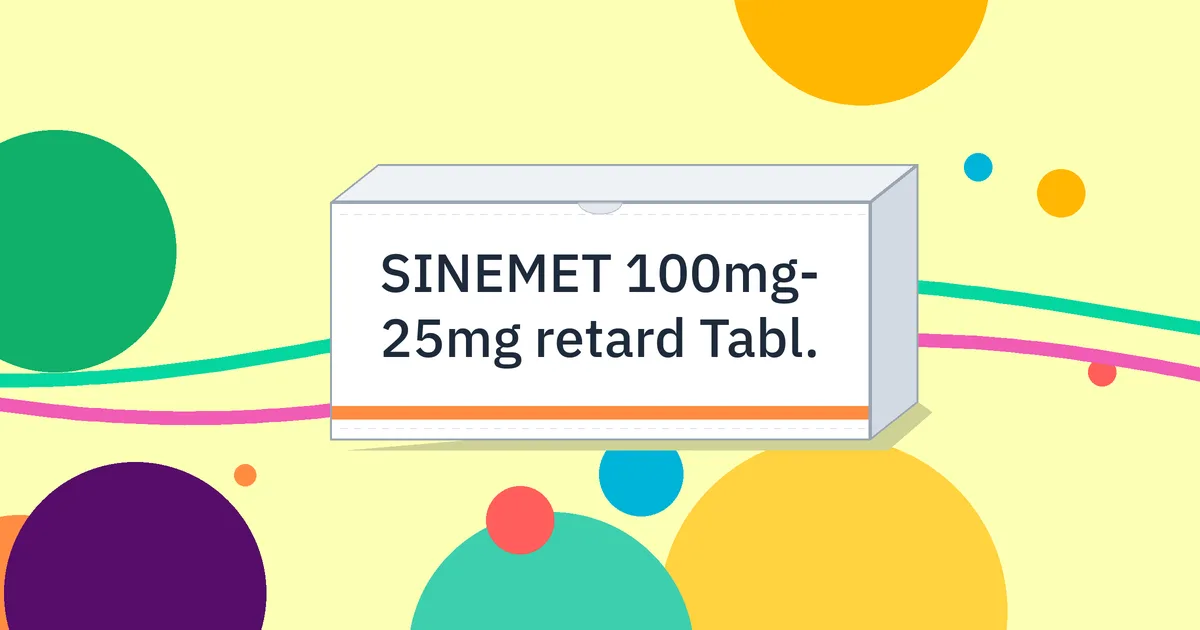 Symbolbild: Packung mit der Aufschrift SINEMET 100mg-25mg retard Tabl. (PZN 03117843) – Verfügbarkeit und Bezug in Apotheken in Frankfurt am Main