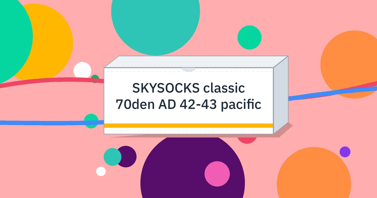 Symbolbild: Packung mit der Aufschrift SKYSOCKS classic 70den AD 42-43 pacific (PZN 18897634) – Verfügbarkeit und Bezug in Apotheken in Frankfurt am Main
