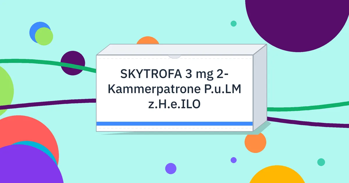 Symbolbild: Packung mit der Aufschrift SKYTROFA 3 mg 2-Kammerpatrone P.u.LM z.H.e.ILO (PZN 18231674) – Verfügbarkeit und Bezug in Apotheken in Frankfurt am Main