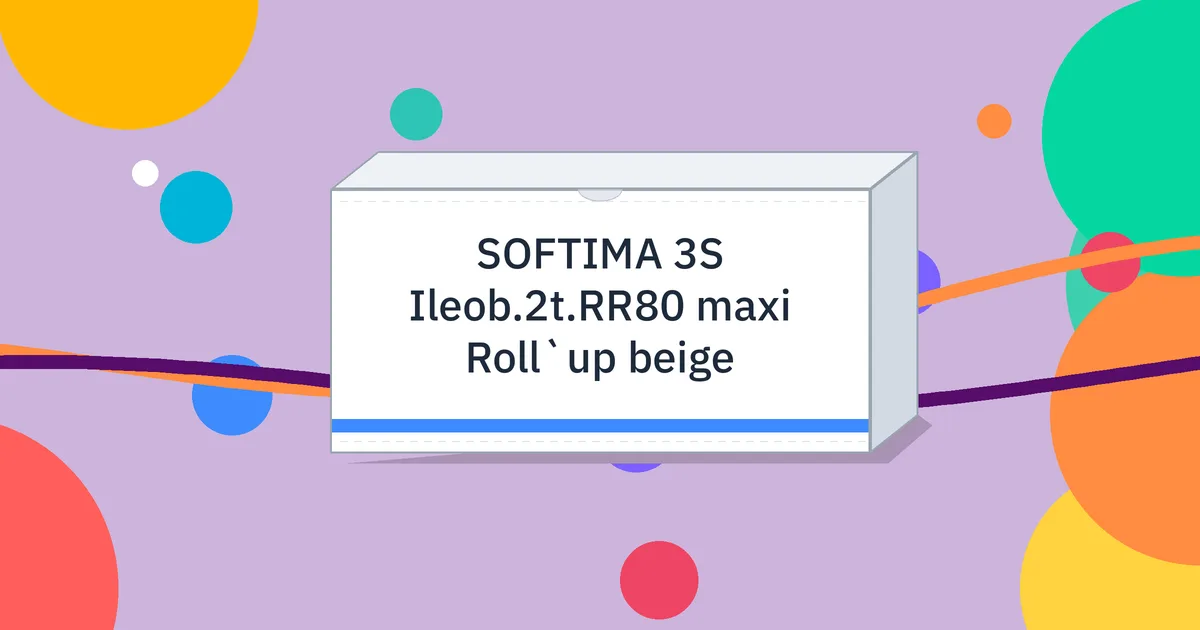 Symbolbild: Packung mit der Aufschrift SOFTIMA 3S Ileob.2t.RR80 maxi Roll`up beige (PZN 04811238) – Verfügbarkeit und Bezug in Apotheken in Frankfurt am Main