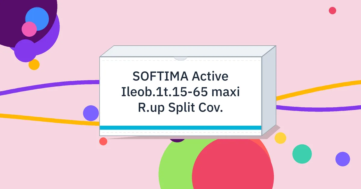 Symbolbild: Packung mit der Aufschrift SOFTIMA Active Ileob.1t.15-65 maxi R.up Split Cov. (PZN 12499157) – Verfügbarkeit und Bezug in Apotheken in Frankfurt am Main