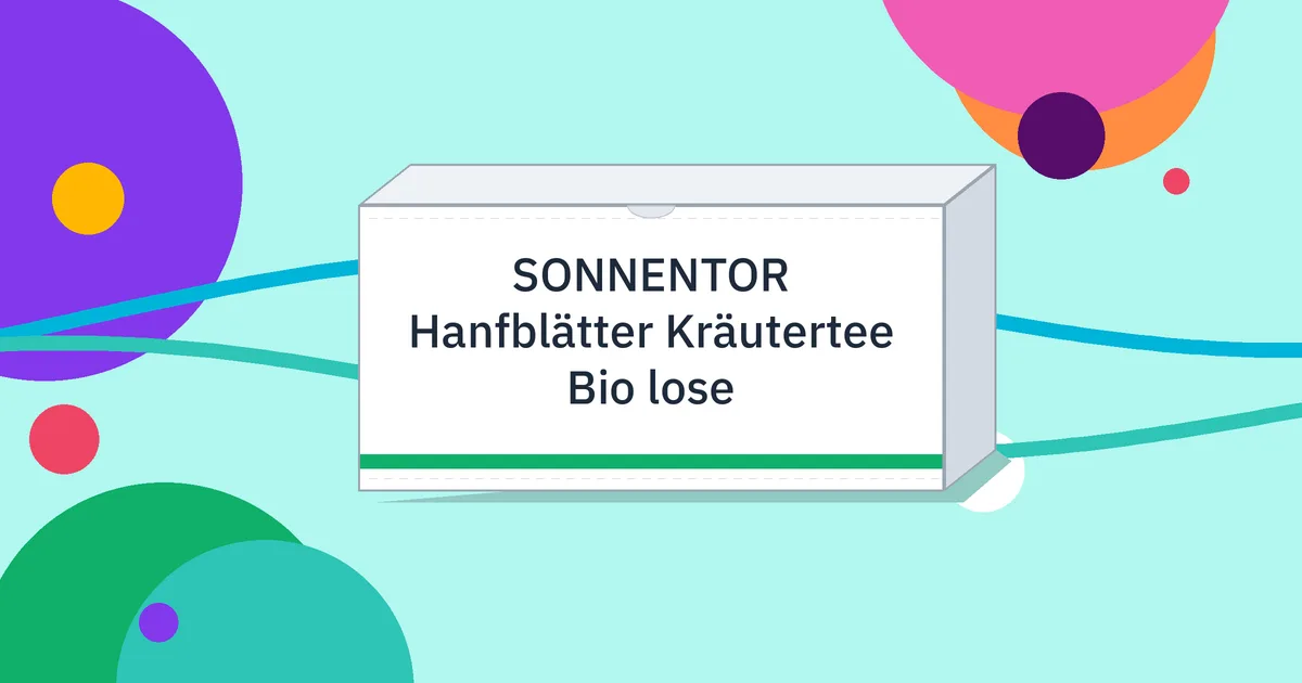 Symbolbild: Packung mit der Aufschrift SONNENTOR Hanfblätter Kräutertee Bio lose (PZN 18903599) – Verfügbarkeit und Bezug in Apotheken in Frankfurt am Main