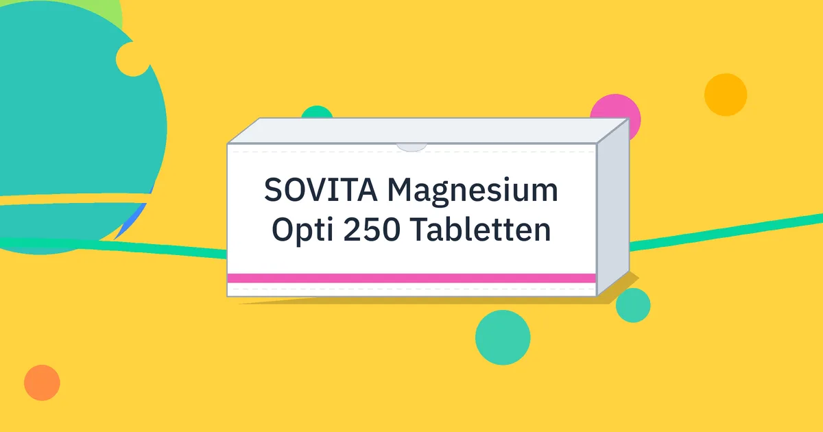 Symbolbild: Packung mit der Aufschrift SOVITA Magnesium Opti 250 Tabletten (PZN 11589929) – Verfügbarkeit und Bezug in Apotheken in Frankfurt am Main