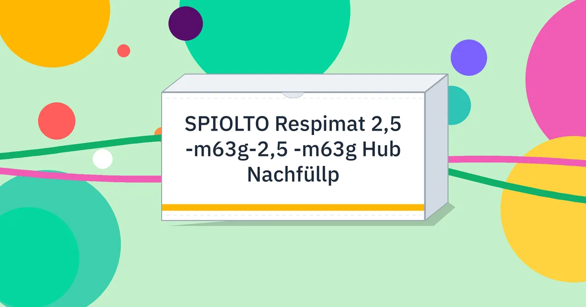 Symbolbild: Packung mit der Aufschrift SPIOLTO Respimat 2,5 -m63g-2,5 -m63g Hub Nachfüllp (PZN 16774235) – Verfügbarkeit und Bezug in Apotheken in Frankfurt am Main