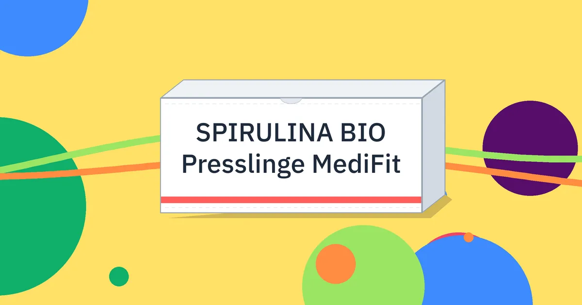 Symbolbild: Packung mit der Aufschrift SPIRULINA BIO Presslinge MediFit (PZN 11292879) – Verfügbarkeit und Bezug in Apotheken in Frankfurt am Main