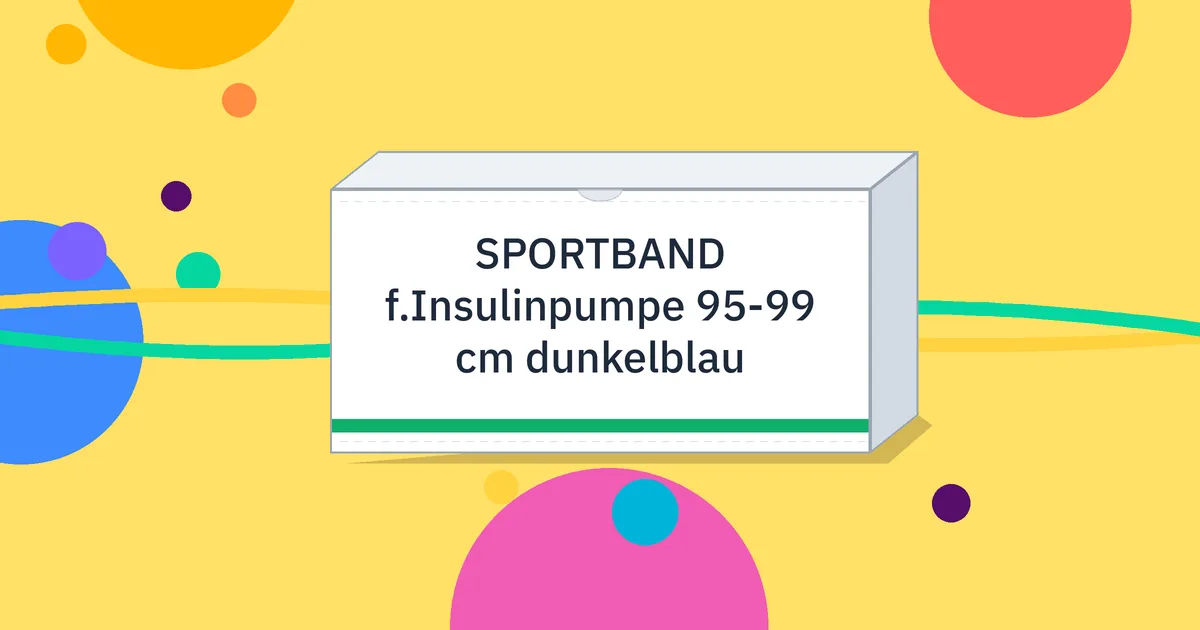Symbolbild: Packung mit der Aufschrift SPORTBAND f.Insulinpumpe 95-99 cm dunkelblau (PZN 12461249) – Verfügbarkeit und Bezug in Apotheken in Frankfurt am Main