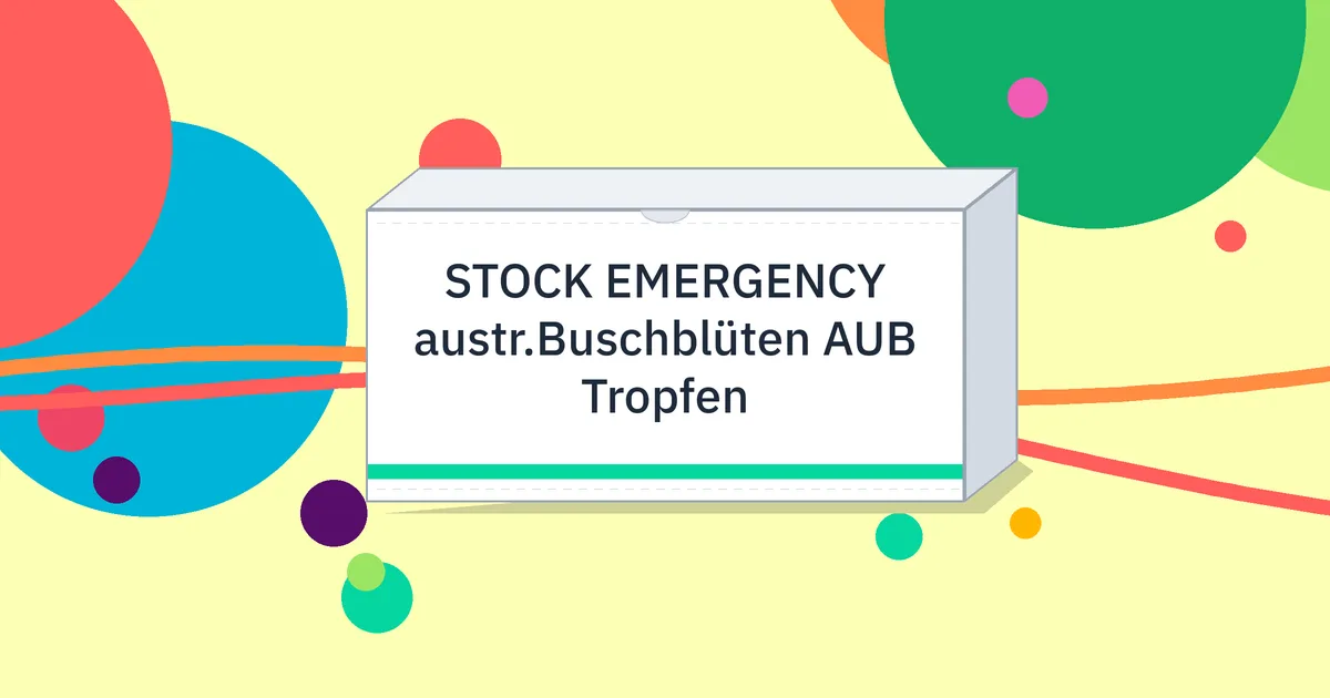 Symbolbild: Packung mit der Aufschrift STOCK EMERGENCY austr.Buschblüten AUB Tropfen (PZN 18734547) – Verfügbarkeit und Bezug in Apotheken in Frankfurt am Main