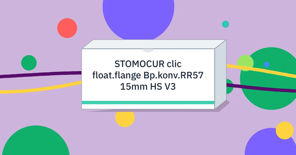 Symbolbild: Packung mit der Aufschrift STOMOCUR clic float.flange Bp.konv.RR57 15mm HS V3 (PZN 00101037) – Verfügbarkeit und Bezug in Apotheken in Frankfurt am Main