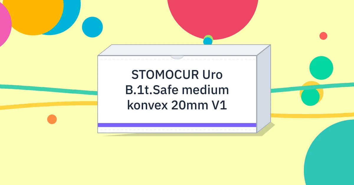 Symbolbild: Packung mit der Aufschrift STOMOCUR Uro B.1t.Safe medium konvex 20mm V1 (PZN 13866988) – Verfügbarkeit und Bezug in Apotheken in Frankfurt am Main