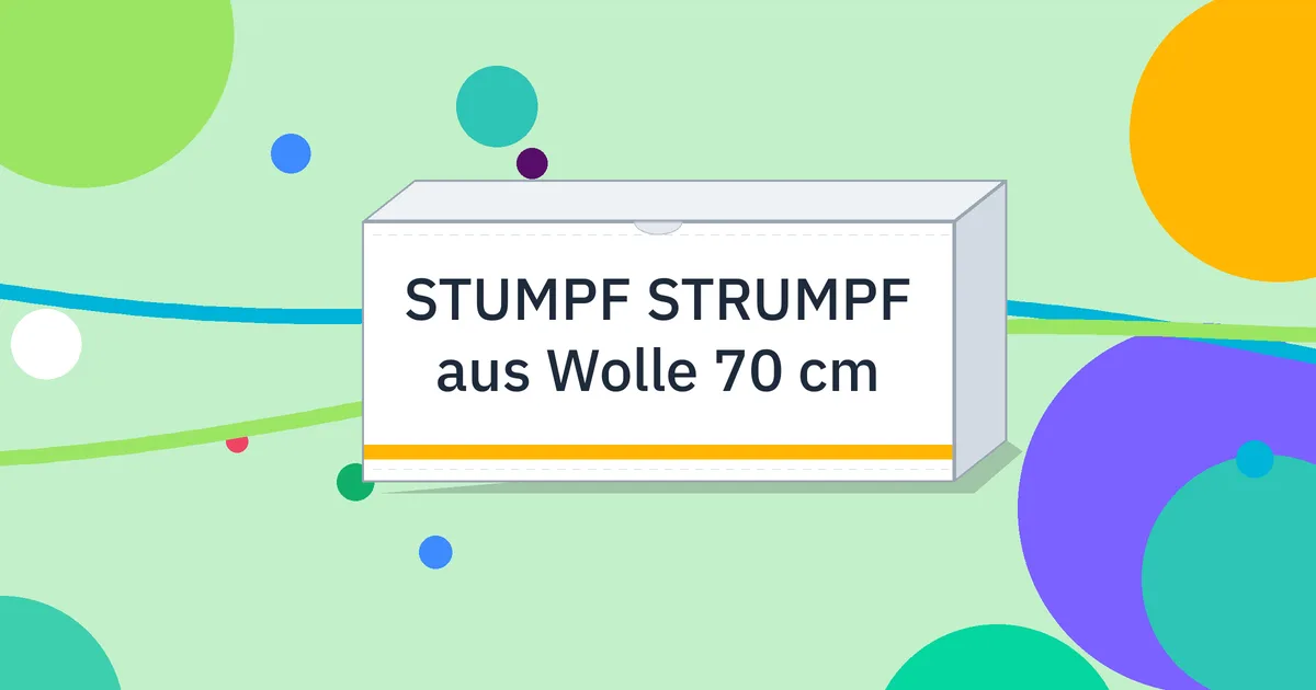 Symbolbild: Packung mit der Aufschrift STUMPF STRUMPF aus Wolle 70 cm (PZN 04865317) – Verfügbarkeit und Bezug in Apotheken in Frankfurt am Main