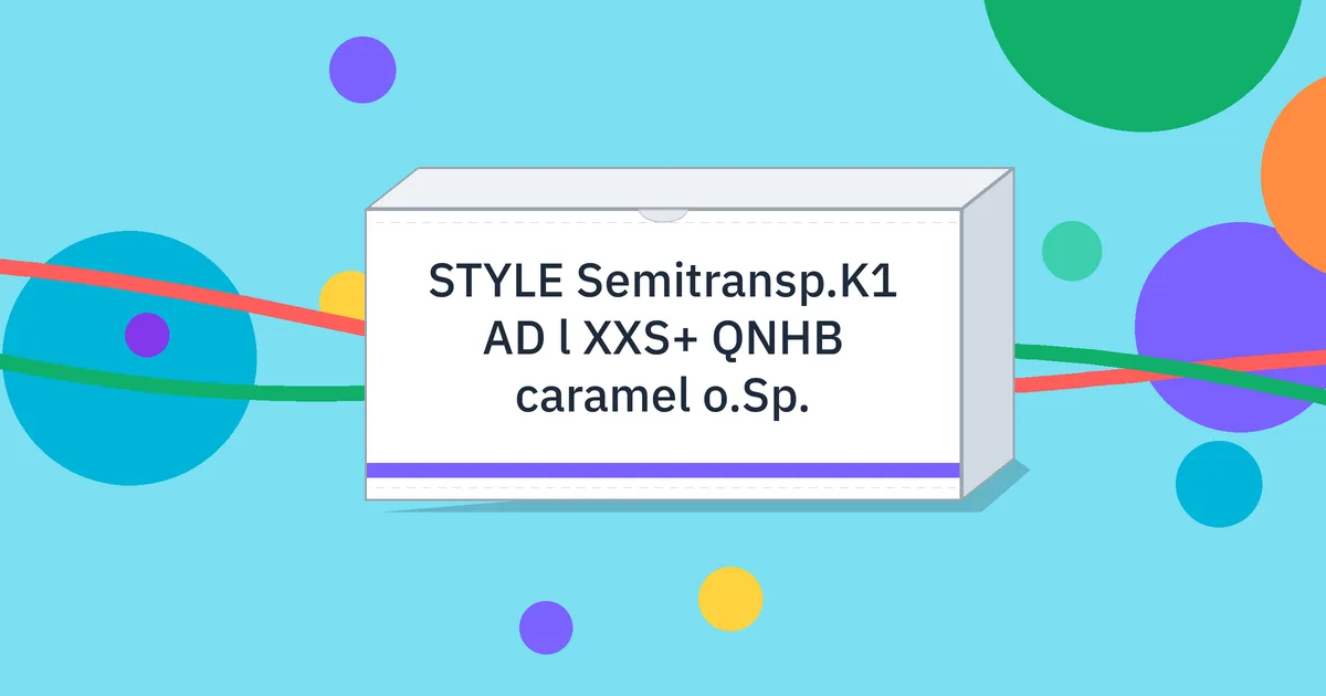 Symbolbild: Packung mit der Aufschrift STYLE Semitransp.K1 AD l XXS+ QNHB caramel o.Sp. (PZN 18869419) – Verfügbarkeit und Bezug in Apotheken in Frankfurt am Main