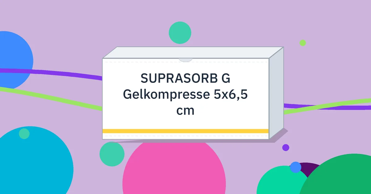 Symbolbild: Packung mit der Aufschrift SUPRASORB G Gelkompresse 5x6,5 cm (PZN 13345226) – Verfügbarkeit und Bezug in Apotheken in Frankfurt am Main