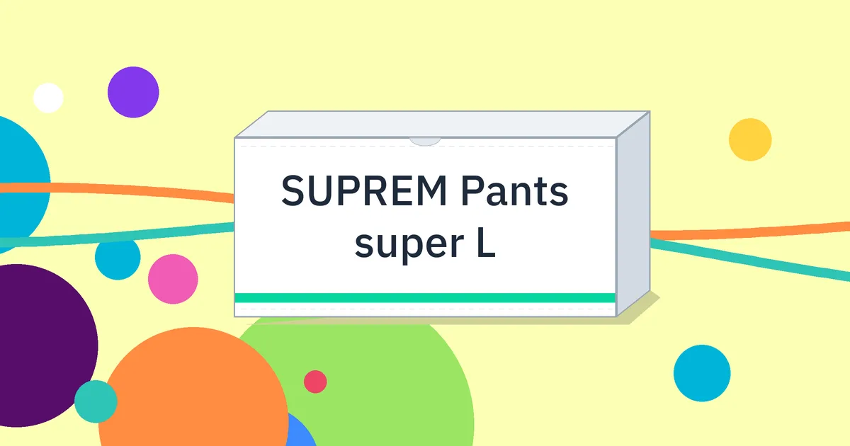 Symbolbild: Packung mit der Aufschrift SUPREM Pants super L (PZN 08836293) – Verfügbarkeit und Bezug in Apotheken in Frankfurt am Main