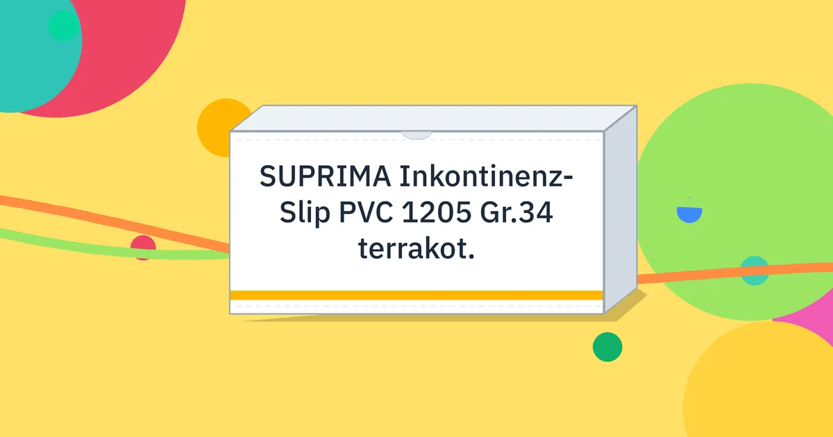 Symbolbild: Packung mit der Aufschrift SUPRIMA Inkontinenz-Slip PVC 1205 Gr.34 terrakot. (PZN 00365894) – Verfügbarkeit und Bezug in Apotheken in Frankfurt am Main