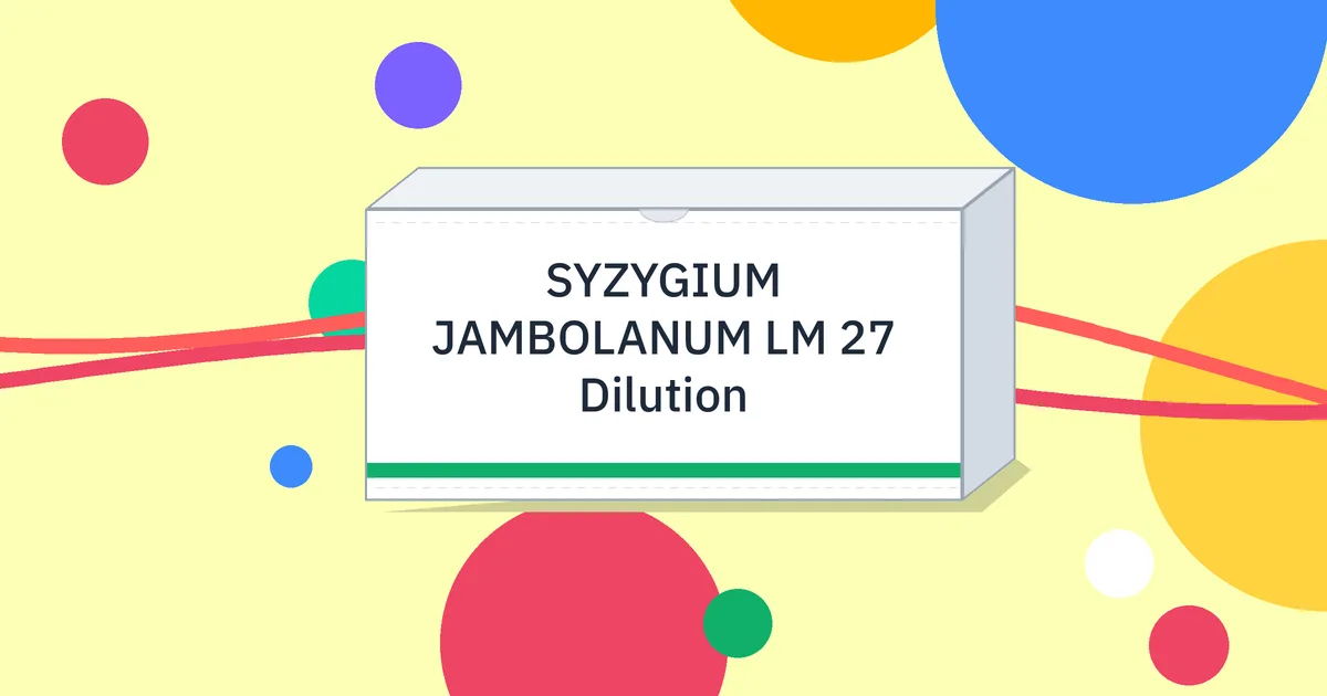 Symbolbild: Packung mit der Aufschrift SYZYGIUM JAMBOLANUM LM 27 Dilution (PZN 13212324) – Verfügbarkeit und Bezug in Apotheken in Frankfurt am Main