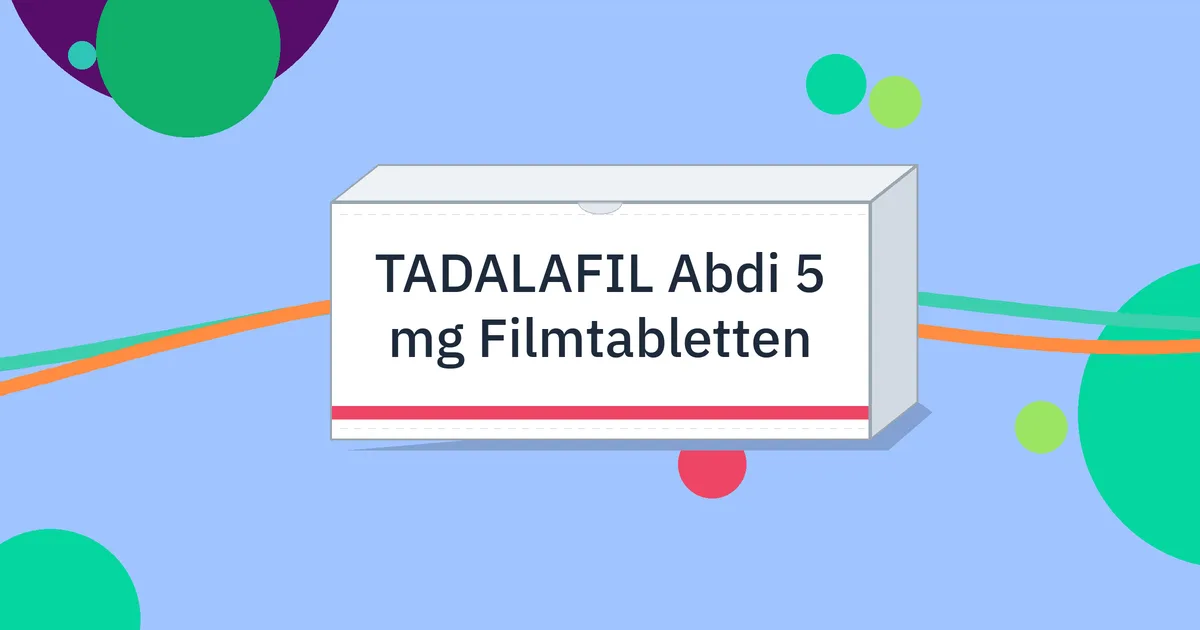 Symbolbild: Packung mit der Aufschrift TADALAFIL Abdi 5 mg Filmtabletten (PZN 17874677) – Verfügbarkeit und Bezug in Apotheken in Frankfurt am Main