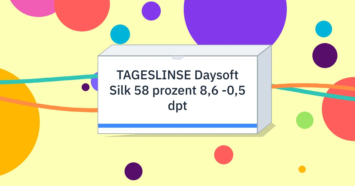 Symbolbild: Packung mit der Aufschrift TAGESLINSE Daysoft Silk 58 prozent 8,6 -0,5 dpt (PZN 00326983) – Verfügbarkeit und Bezug in Apotheken in Frankfurt am Main