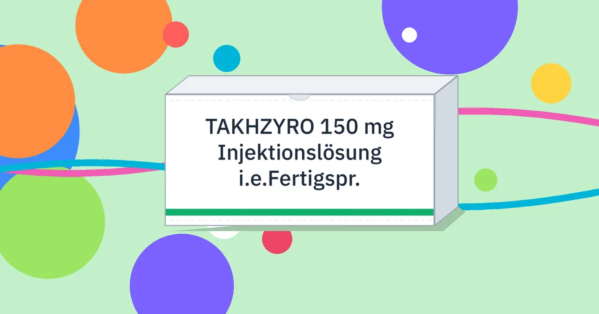 Symbolbild: Packung mit der Aufschrift TAKHZYRO 150 mg Injektionslösung i.e.Fertigspr. (PZN 19061872) – Verfügbarkeit und Bezug in Apotheken in Frankfurt am Main