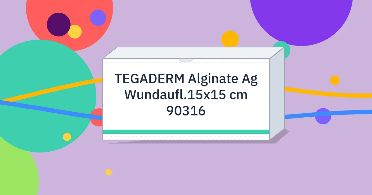 Symbolbild: Packung mit der Aufschrift TEGADERM Alginate Ag Wundaufl.15x15 cm 90316 (PZN 06837644) – Verfügbarkeit und Bezug in Apotheken in Frankfurt am Main