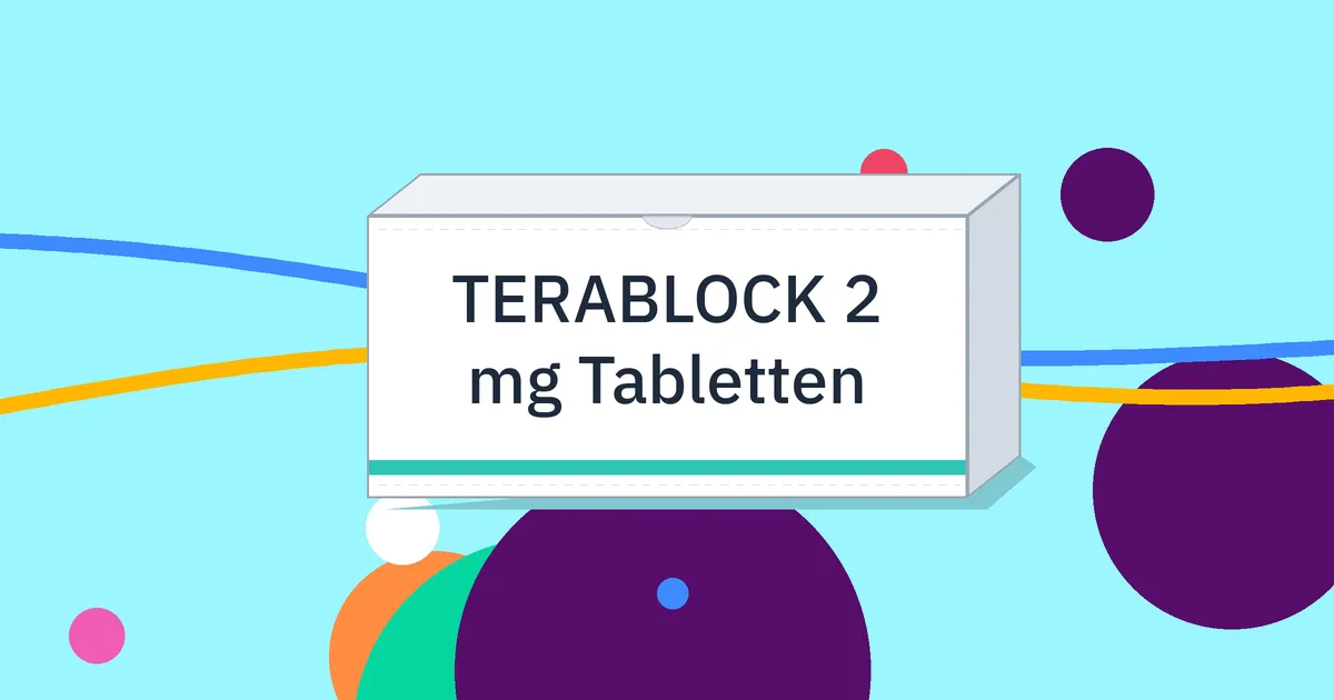 Symbolbild: Packung mit der Aufschrift TERABLOCK 2 mg Tabletten (PZN 02349385) – Verfügbarkeit und Bezug in Apotheken in Frankfurt am Main
