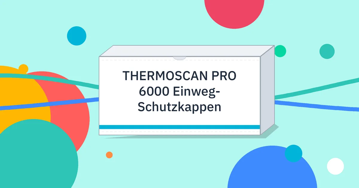 Symbolbild: Packung mit der Aufschrift THERMOSCAN PRO 6000 Einweg-Schutzkappen (PZN 14414662) – Verfügbarkeit und Bezug in Apotheken in Frankfurt am Main