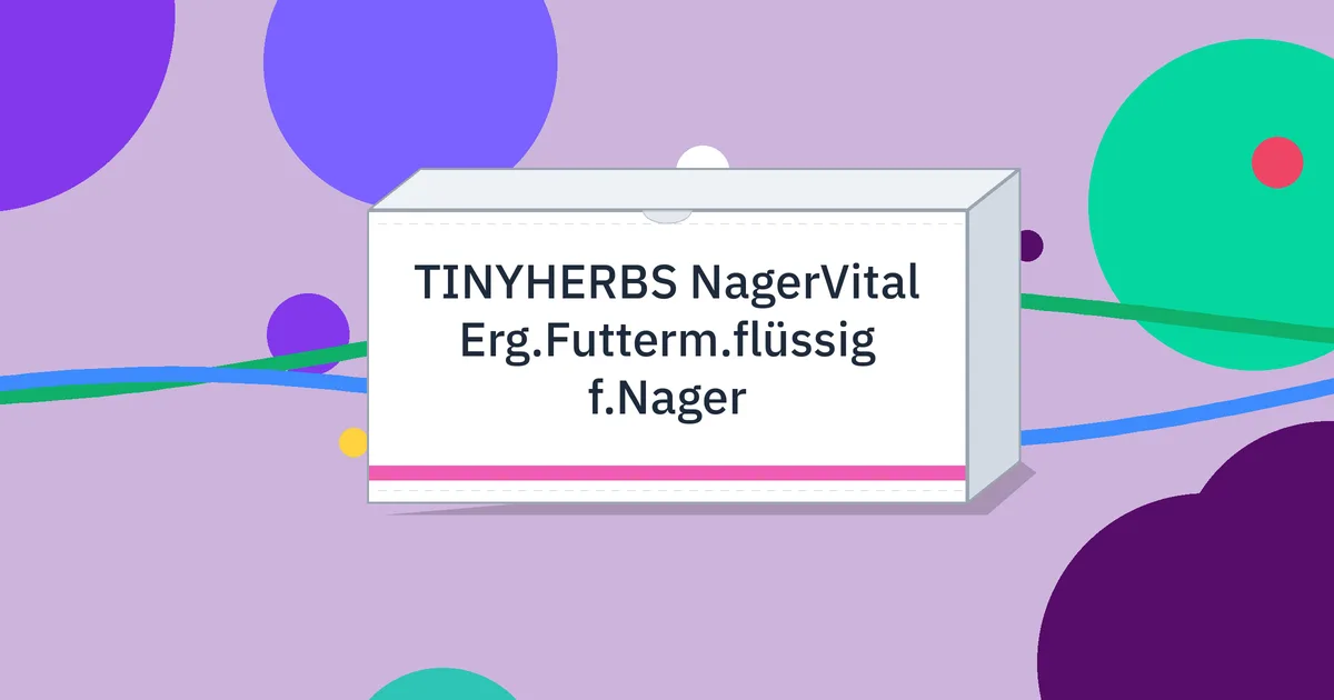 Symbolbild: Packung mit der Aufschrift TINYHERBS NagerVital Erg.Futterm.flüssig f.Nager (PZN 19623927) – Verfügbarkeit und Bezug in Apotheken in Frankfurt am Main