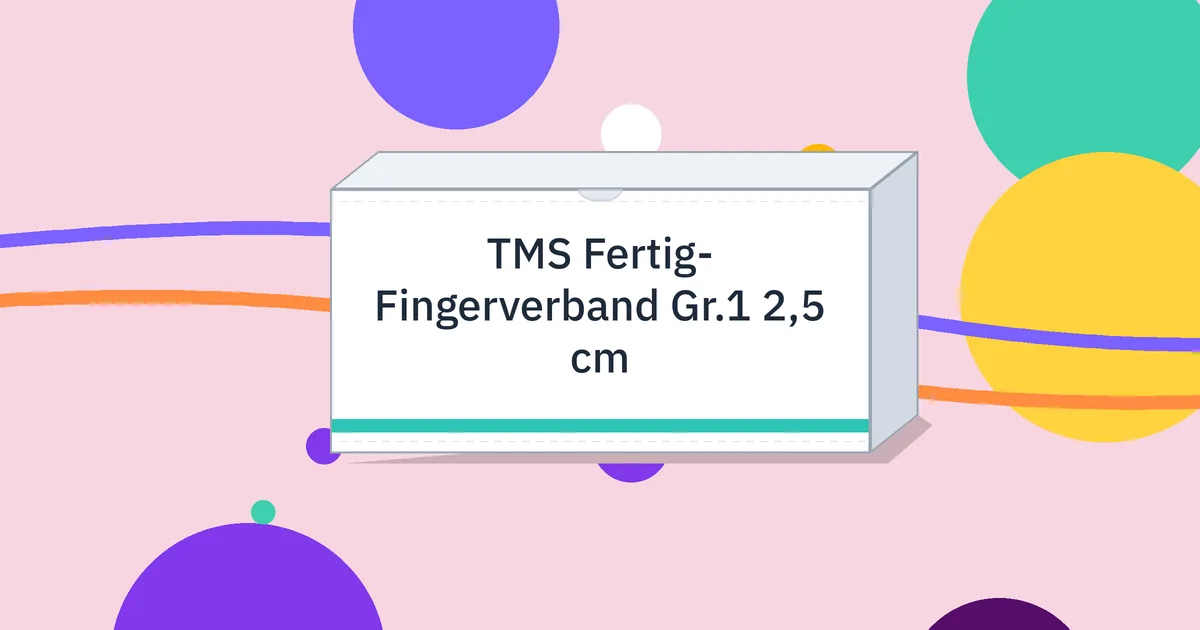 Symbolbild: Packung mit der Aufschrift TMS Fertig-Fingerverband Gr.1 2,5 cm (PZN 18316293) – Verfügbarkeit und Bezug in Apotheken in Frankfurt am Main