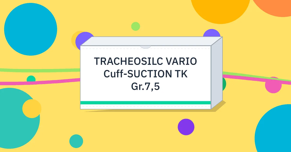 Symbolbild: Packung mit der Aufschrift TRACHEOSILC VARIO Cuff-SUCTION TK Gr.7,5 (PZN 14348221) – Verfügbarkeit und Bezug in Apotheken in Frankfurt am Main