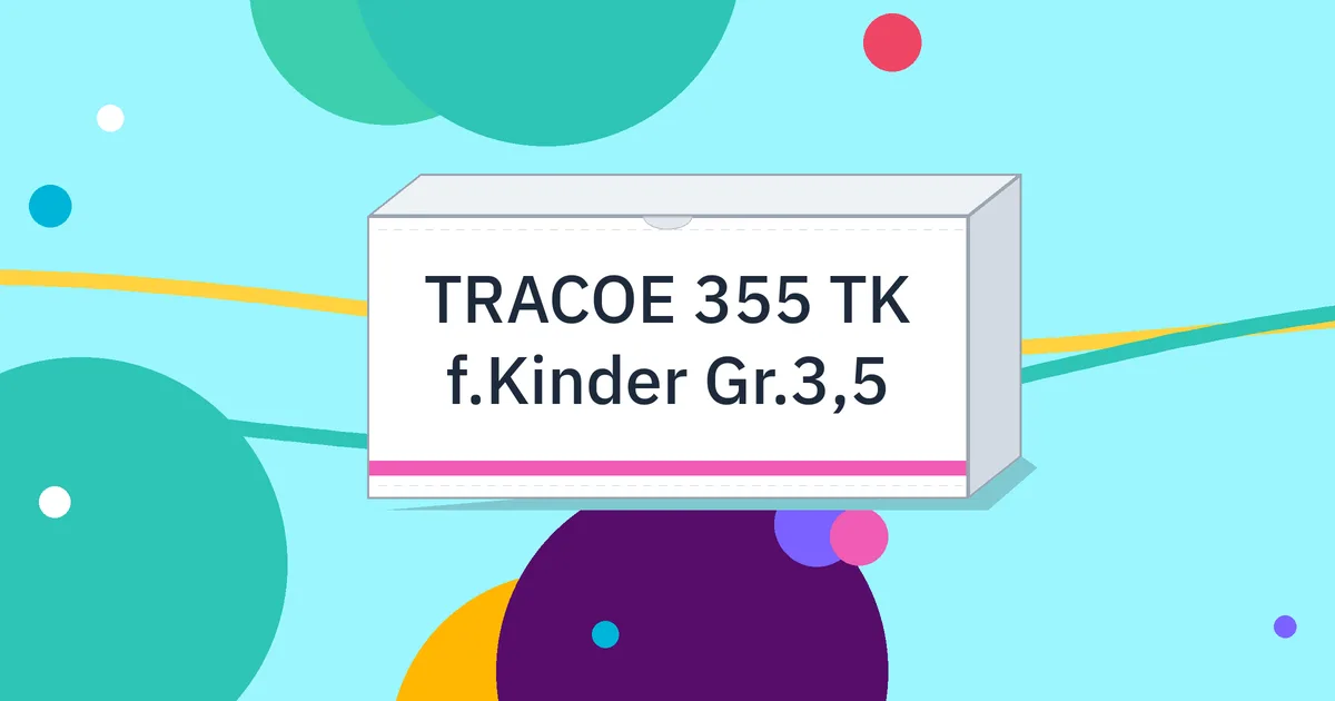 Symbolbild: Packung mit der Aufschrift TRACOE 355 TK f.Kinder Gr.3,5 (PZN 02362109) – Verfügbarkeit und Bezug in Apotheken in Frankfurt am Main