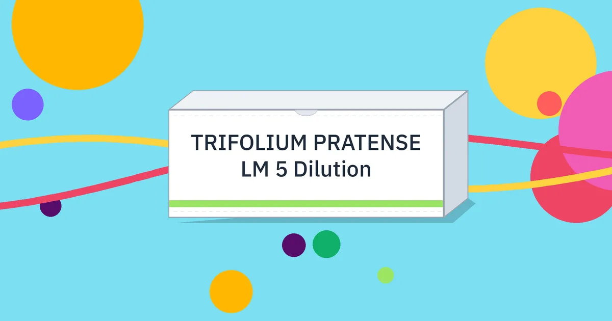 Symbolbild: Packung mit der Aufschrift TRIFOLIUM PRATENSE LM 5 Dilution (PZN 13226585) – Verfügbarkeit und Bezug in Apotheken in Frankfurt am Main