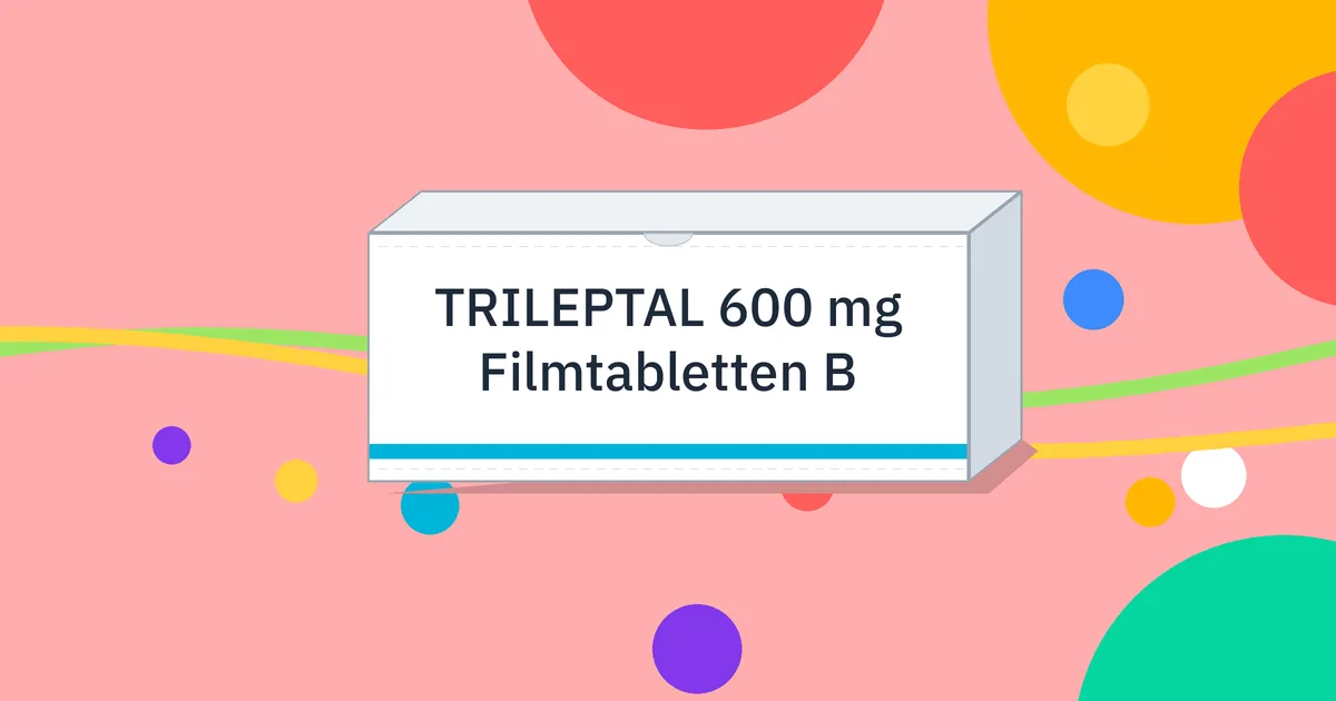 Symbolbild: Packung mit der Aufschrift TRILEPTAL 600 mg Filmtabletten B (PZN 04392385) – Verfügbarkeit und Bezug in Apotheken in Frankfurt am Main