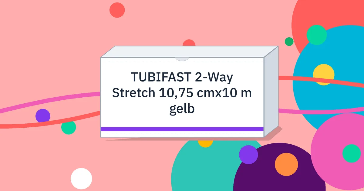 Symbolbild: Packung mit der Aufschrift TUBIFAST 2-Way Stretch 10,75 cmx10 m gelb (PZN 19235450) – Verfügbarkeit und Bezug in Apotheken in Frankfurt am Main