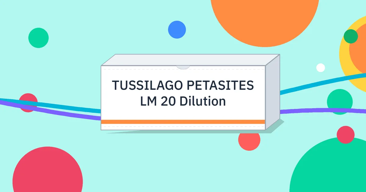 Symbolbild: Packung mit der Aufschrift TUSSILAGO PETASITES LM 20 Dilution (PZN 13254417) – Verfügbarkeit und Bezug in Apotheken in Frankfurt am Main