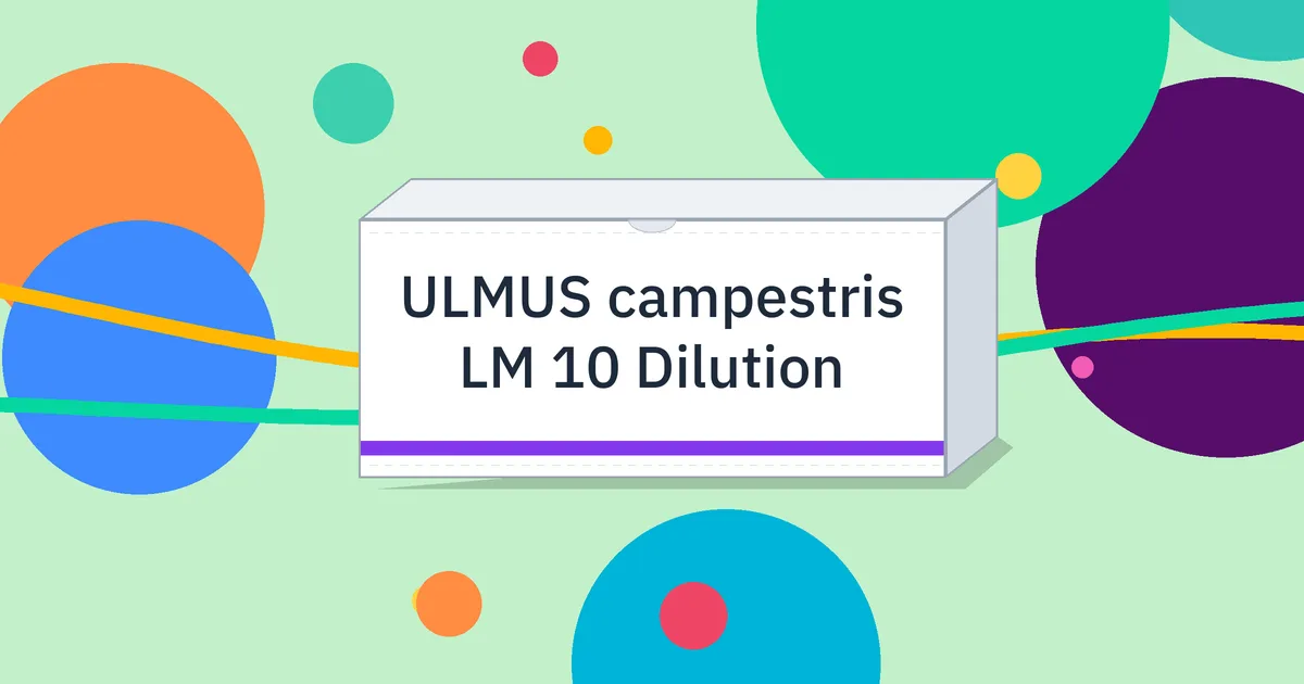Symbolbild: Packung mit der Aufschrift ULMUS campestris LM 10 Dilution (PZN 13255279) – Verfügbarkeit und Bezug in Apotheken in Frankfurt am Main
