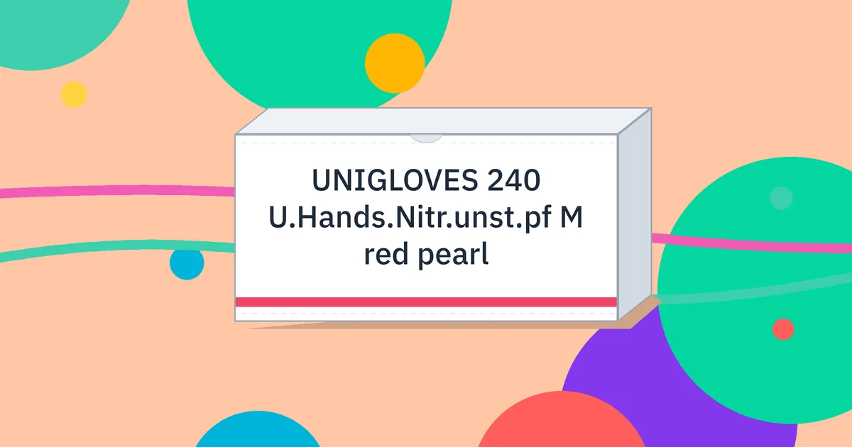 Symbolbild: Packung mit der Aufschrift UNIGLOVES 240 U.Hands.Nitr.unst.pf M red pearl (PZN 18102362) – Verfügbarkeit und Bezug in Apotheken in Frankfurt am Main