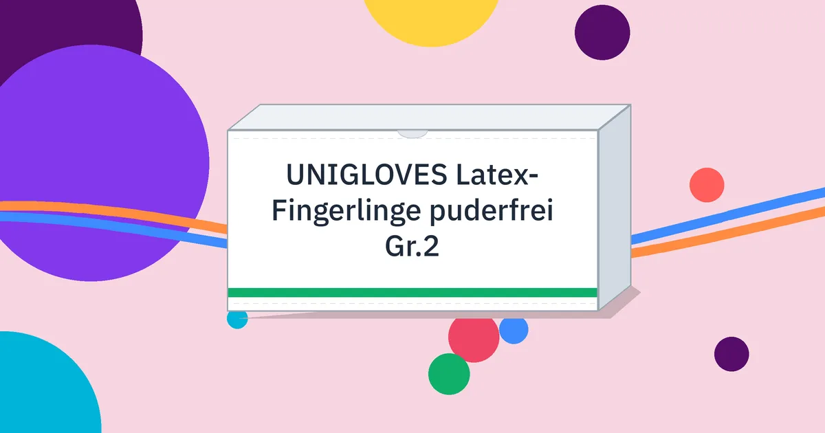 Symbolbild: Packung mit der Aufschrift UNIGLOVES Latex-Fingerlinge puderfrei Gr.2 (PZN 18231970) – Verfügbarkeit und Bezug in Apotheken in Frankfurt am Main