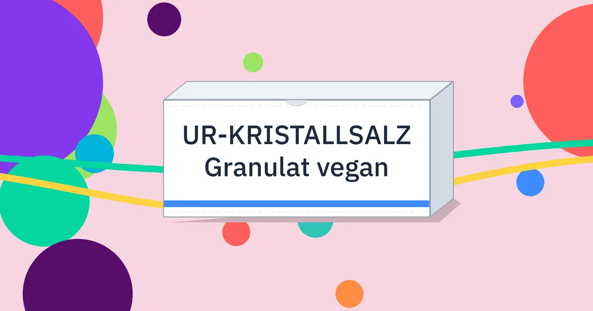 Symbolbild: Packung mit der Aufschrift UR-KRISTALLSALZ Granulat vegan (PZN 15248272) – Verfügbarkeit und Bezug in Apotheken in Frankfurt am Main