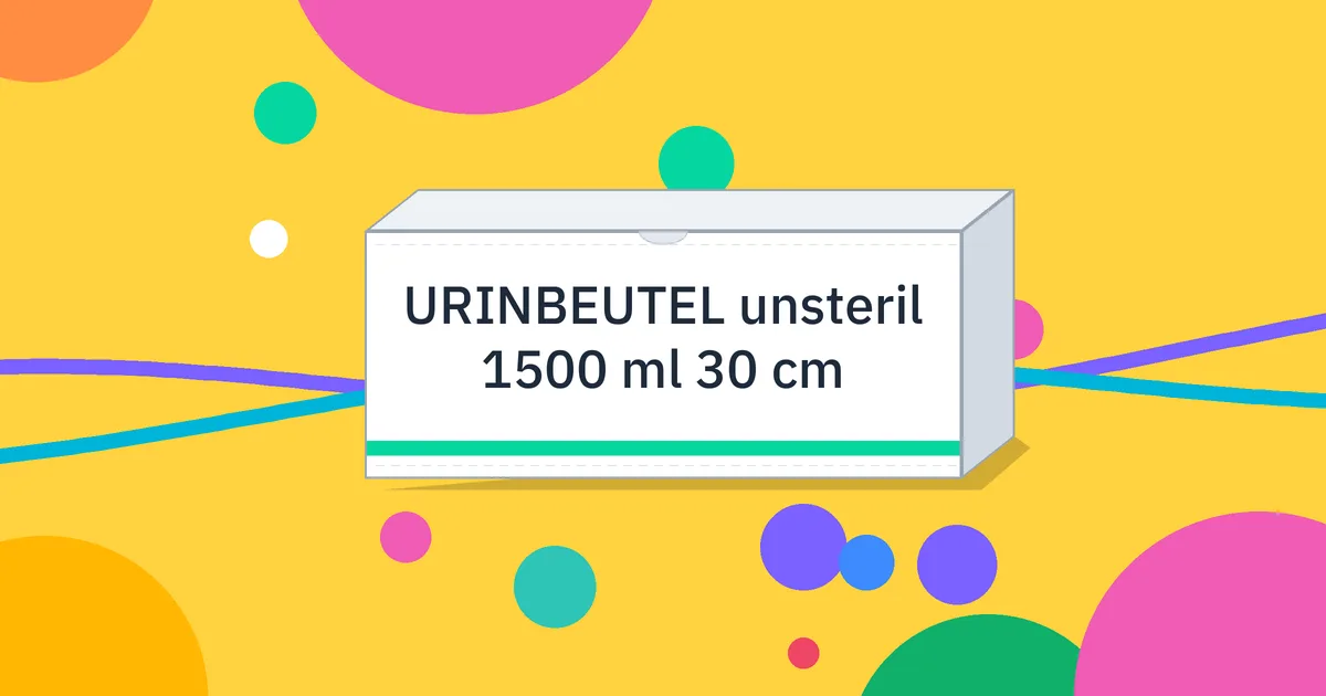 Symbolbild: Packung mit der Aufschrift URINBEUTEL unsteril 1500 ml 30 cm (PZN 17386222) – Verfügbarkeit und Bezug in Apotheken in Frankfurt am Main