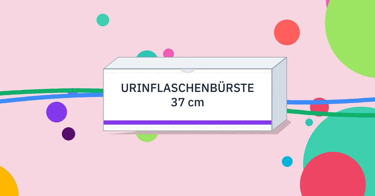 Symbolbild: Packung mit der Aufschrift URINFLASCHENBÜRSTE 37 cm (PZN 04711407) – Verfügbarkeit und Bezug in Apotheken in Frankfurt am Main