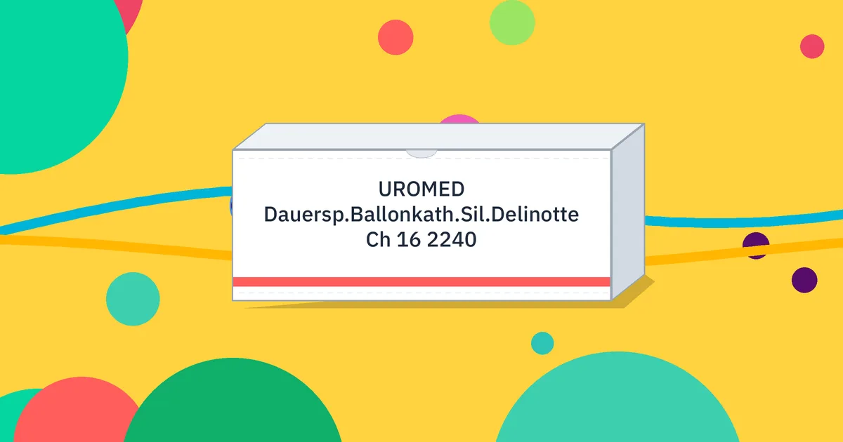 Symbolbild: Packung mit der Aufschrift UROMED Dauersp.Ballonkath.Sil.Delinotte Ch 16 2240 (PZN 02731713) – Verfügbarkeit und Bezug in Apotheken in Frankfurt am Main